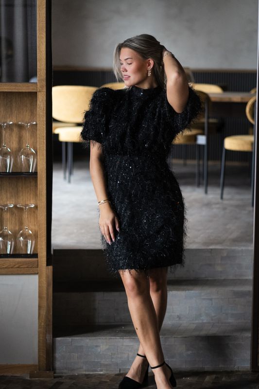 Ilza 2/4 Sequin Dress Black - Vakre Vene